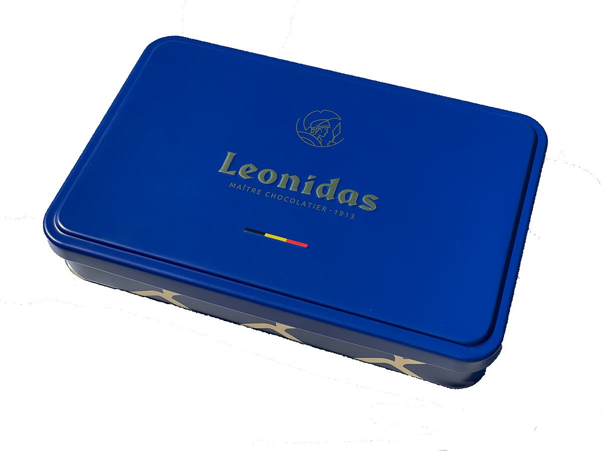 Brussels Blue Tin Box with 14 Chocolates | Leonidas Chocolate Cafes in ...